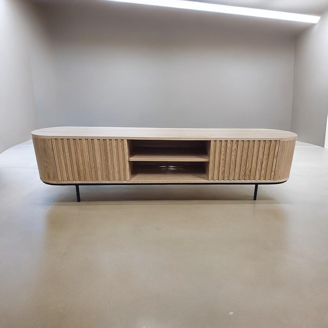 Rounded Oak Wood Sideboard, Cabinet, Commode With Lamellae, "modus ...