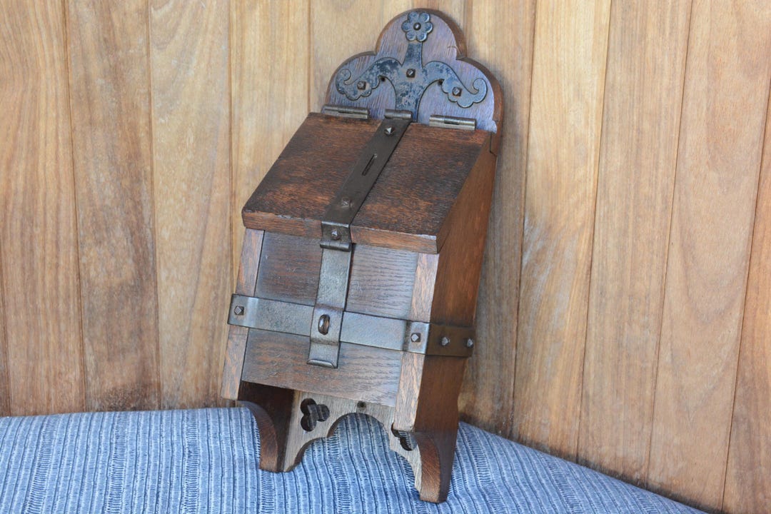Antique Victorian Gothic Oak Poor Box Collection Church Alms Wall Box ...