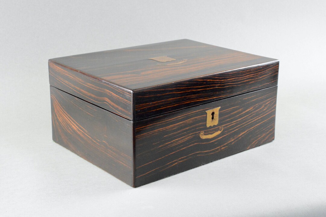 Antique Victorian Coromandel Box With Brass Inlay Circa.1860 - Etsy