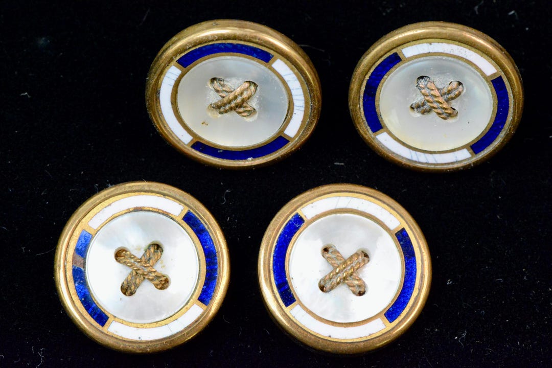 A Set of Four Antique Enameled Buttons English Circa.1910-20 G8 - Etsy
