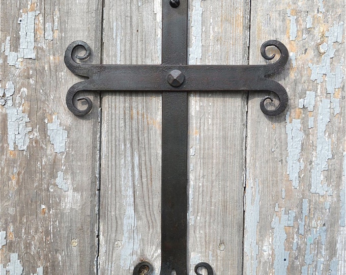 Hand Forged Wrought Iron Medieval Gothic Wall Cross Crucifix Blacksmith ...