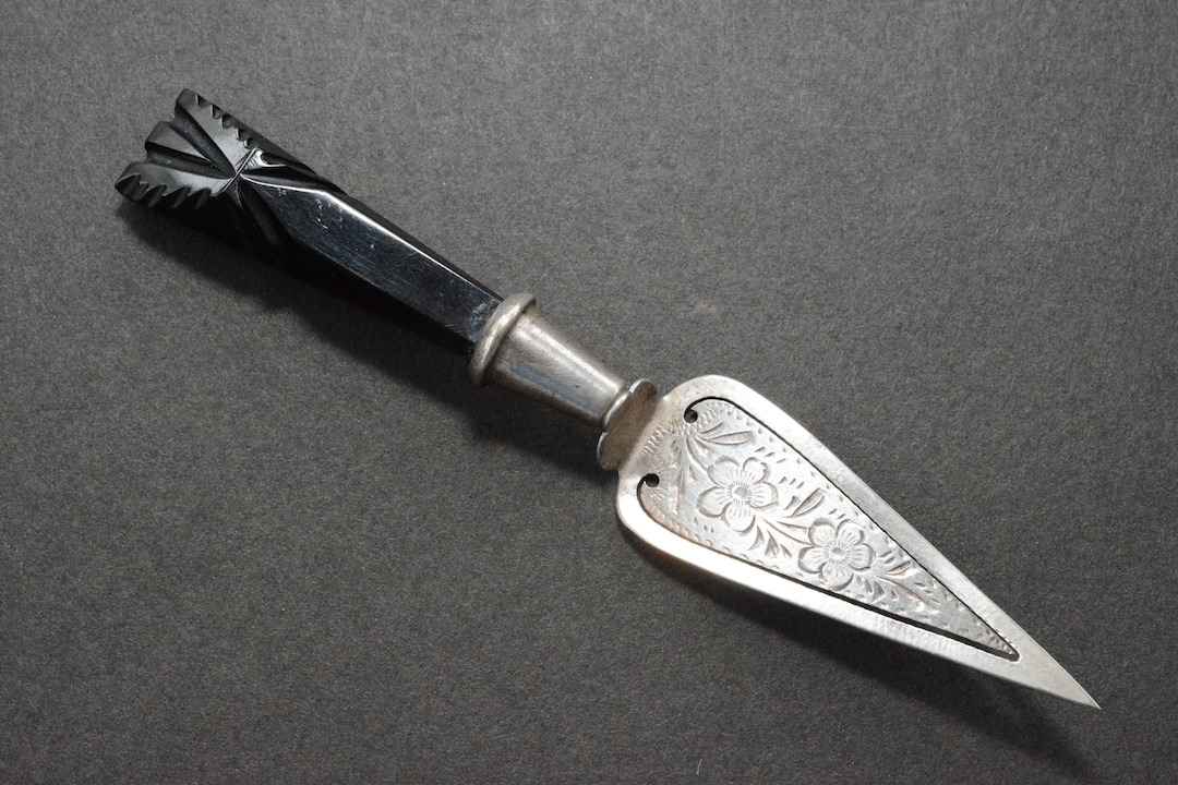Antique Victorian Whitby Jet and Silver Bookmark E - Etsy