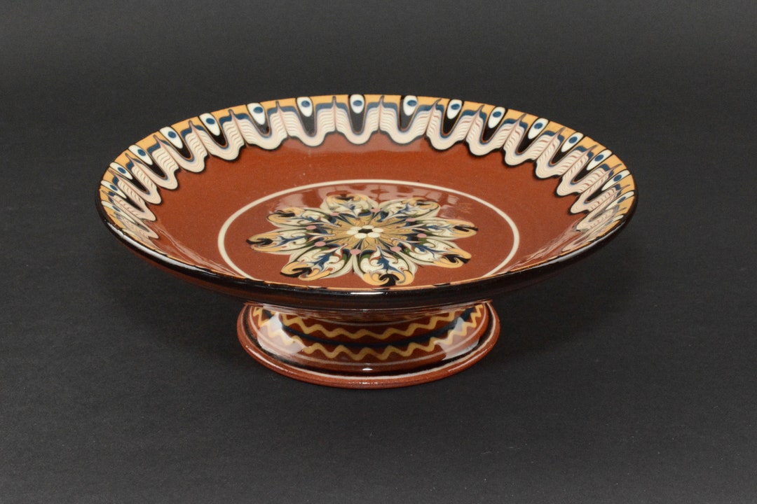 Antique Combed Slipware Pottery Tazza Circa.1920 E - Etsy