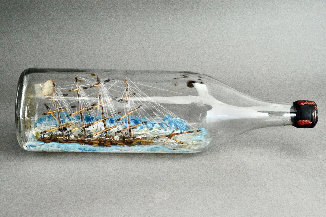 A Vintage Scatchbuilt Ship in a Bottle Four Masted Square Rigger - Etsy