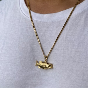14k Gold Vermeil Largemouth Bass Fish Necklace, Bass Charm, Bass ...