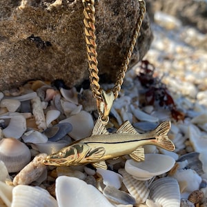 14k Gold Snook Fish Necklace, Snook Pendant With Chain. Jewelry for ...