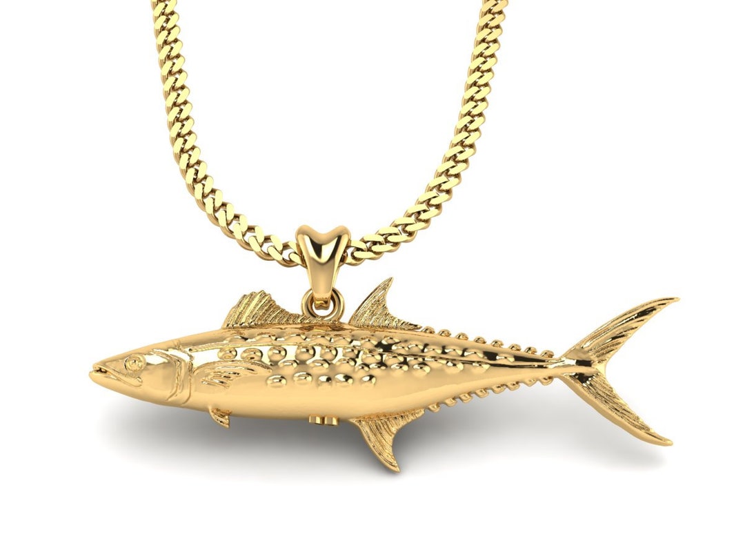 14k Gold Spanish Mackerel Necklace, Mackerel Pendant With Chain ...