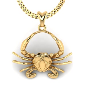 14k Gold Vermeil Crab Pendant, Crab Charm, Crab Necklace With Chain ...