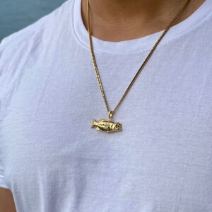 14k Gold Largemouth Bass Fish Necklace, Bass Pendant. Jewelry for ...