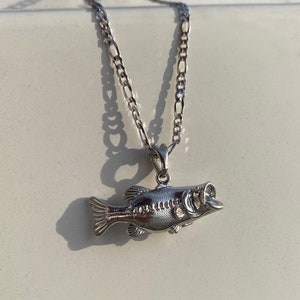 925 Sterling Silver Largemouth Bass Fish Necklace, Bass Charm, Bass ...