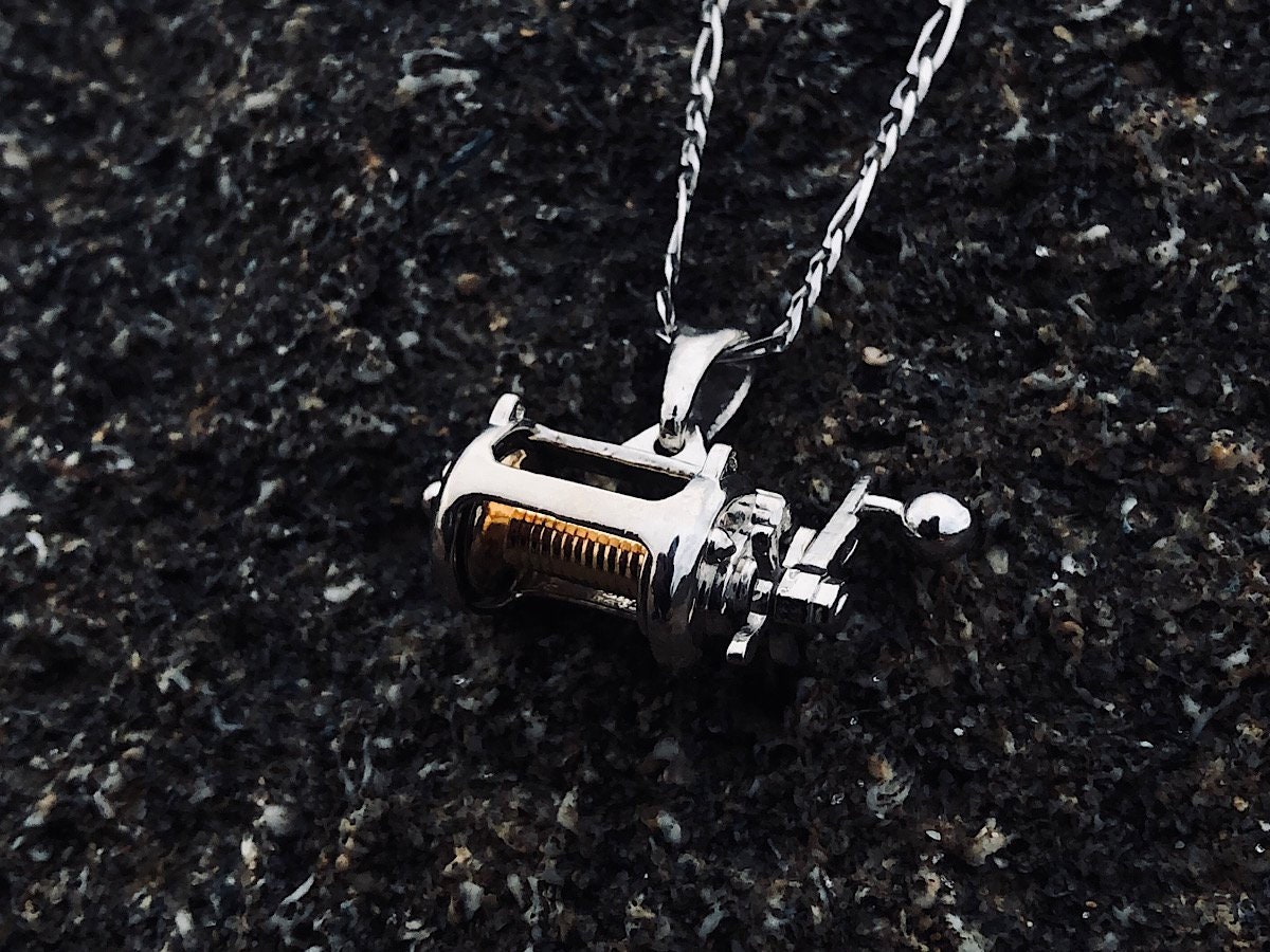 925 Sterling Silver Conventional Reel Necklace, Reel Charm, Reel ...