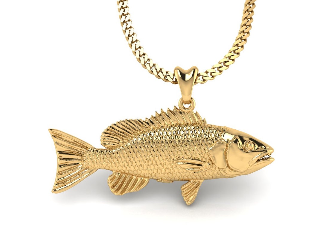 14k Gold Vermeil Snapper Fish Necklace, Snapper Charm, Snapper Pendant ...