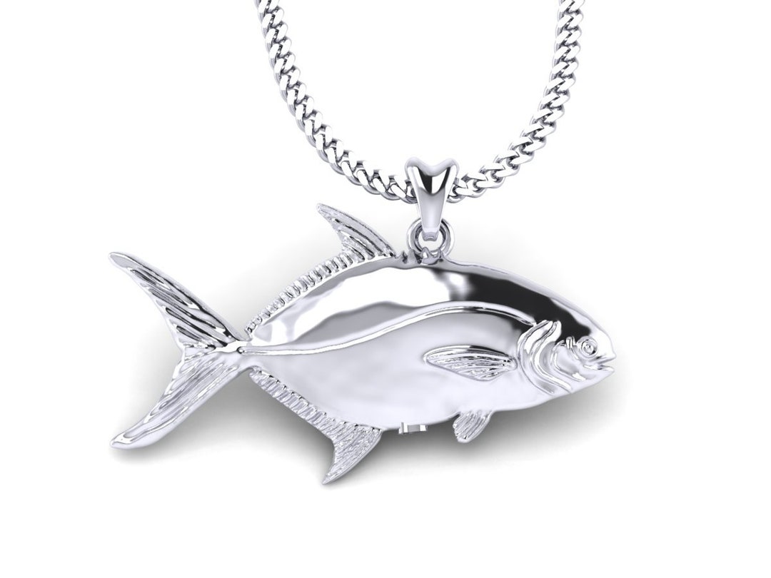 925 Sterling Silver Pompano Fish Necklace, Pompano Charm, Pompano ...
