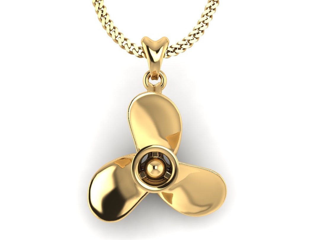 14k Gold Vermeil Spinning Boat Propeller Necklace, Spinnable Boat ...