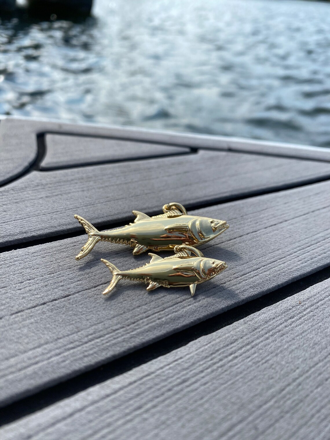 14k Gold Tuna Fish Necklace, Tuna Pendant With Chain. Jewelry for ...