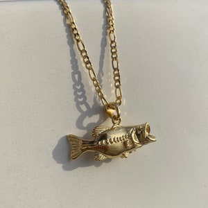 14k Gold Vermeil Largemouth Bass Fish Necklace, Bass Charm, Bass ...