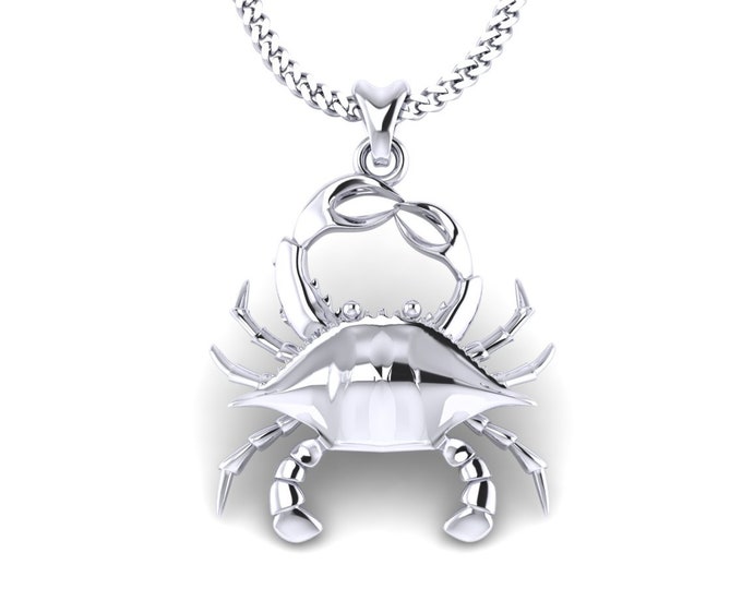 Silver Crab Necklace Sterling Silver Maryland Blue Crab Chesapeake Bay ...