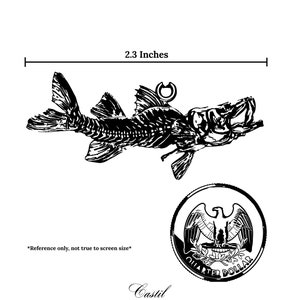 14k Gold Snook Skeleton Fish Necklace, Snook Skeleton Pendant. Jewelry ...