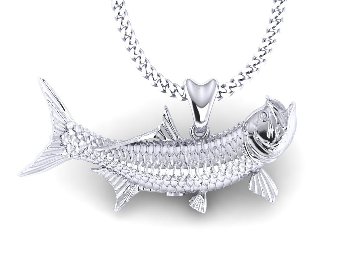 925 Sterling Silver Tarpon Fish Necklace, Tarpon Charm, Tarpon Pendant ...