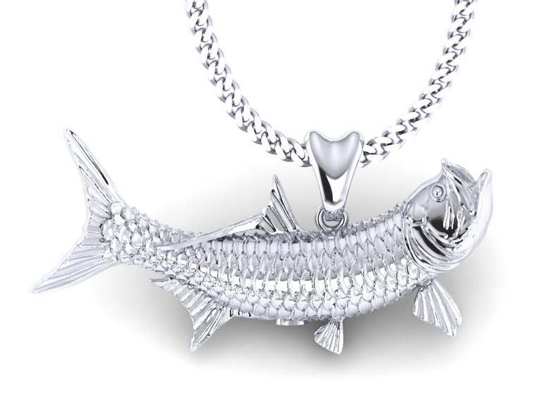 925 Sterling Silver Tarpon Fish Necklace, Tarpon Charm, Tarpon Pendant ...