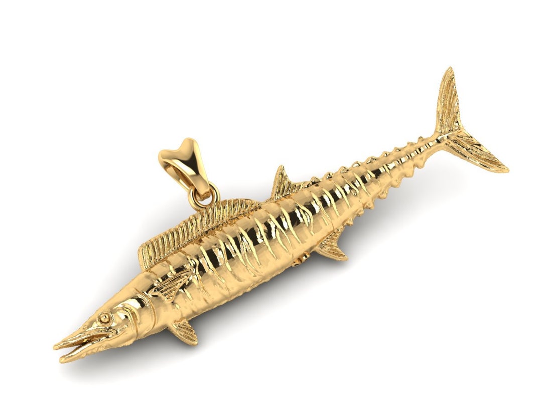 Solid Gold 14k, 18k Wahoo Fish Pendant, Wahoo Charm. Jewelry for ...