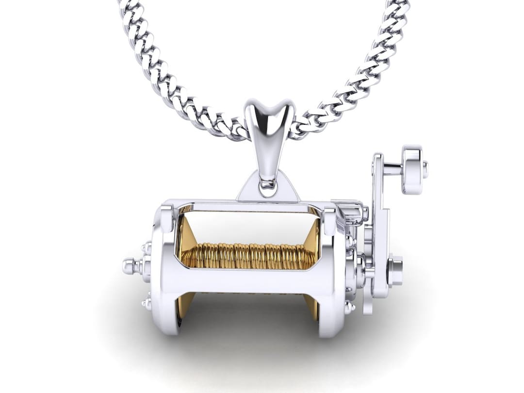 925 Sterling Silver Conventional Reel Necklace, Reel Charm, Reel ...