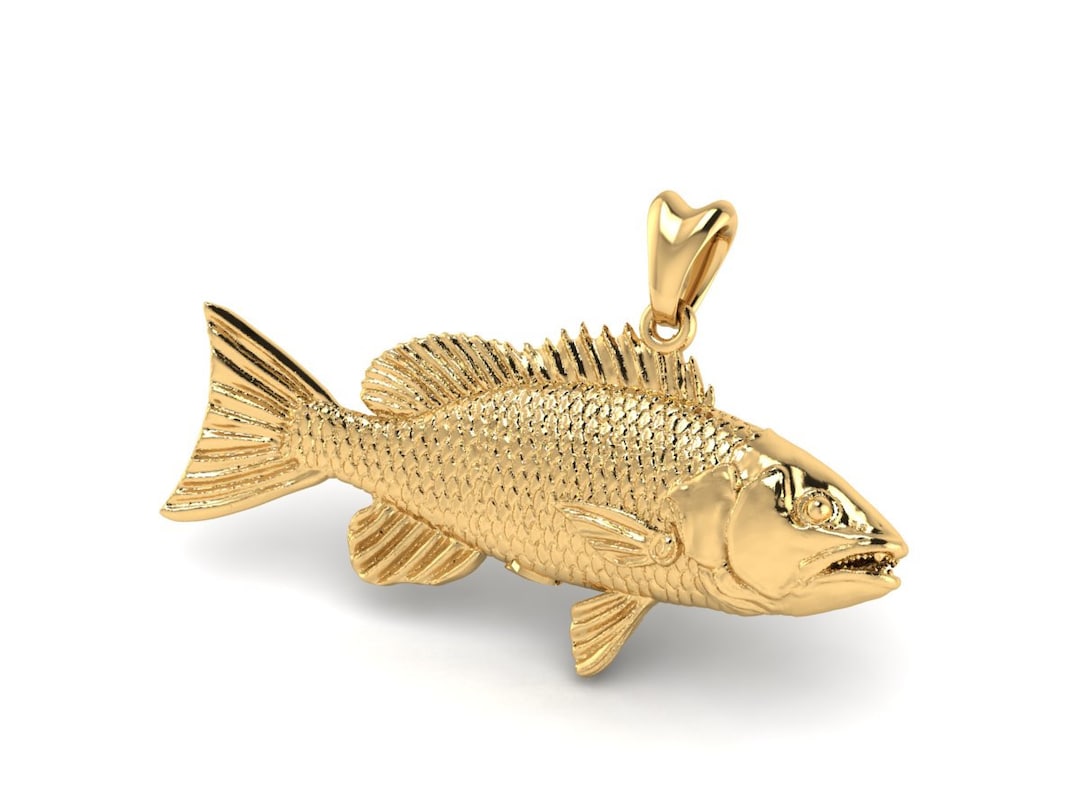Solid Gold 14k, 18k Snapper Fish Pendant, Snapper Charm. Jewelry for ...