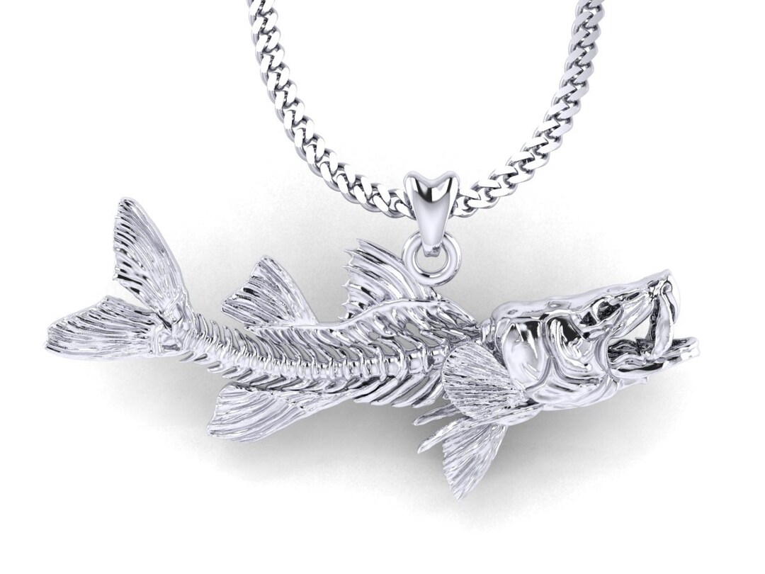 925 Sterling Silver Snook Skeleton Fish Pendant Snook - Etsy