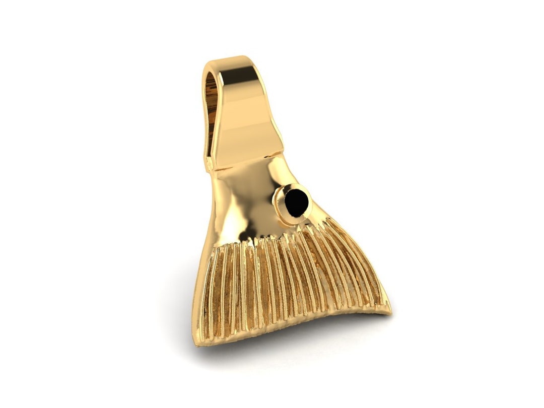 Solid Gold 14k, 18k Redfish Tail Pendant, Red Drum Tail Charm. Jewelry ...