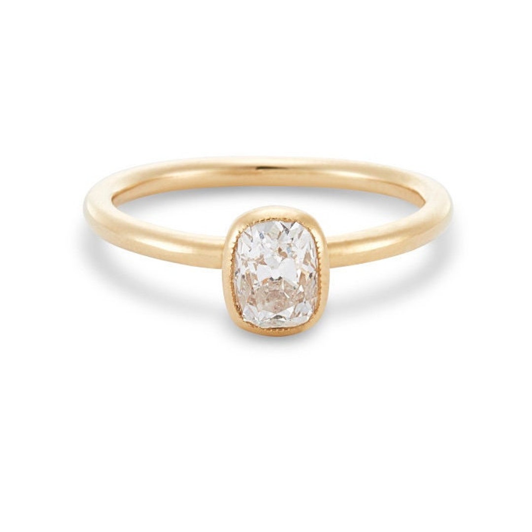 Old Mine Cut Diamond Engagement Ring - Etsy