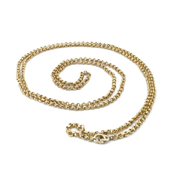 Vintage Chain Rolo Chain Vintage 9k Yellow Gold Chain Long | Etsy