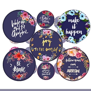 Inspirational Quotes Digital Collage Sheet Circles Bottlecap Image ...