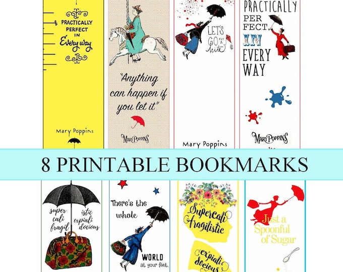 Mary Poppins Printable Bookmarks, Digital Bookmarks, Journal Tag Book ...