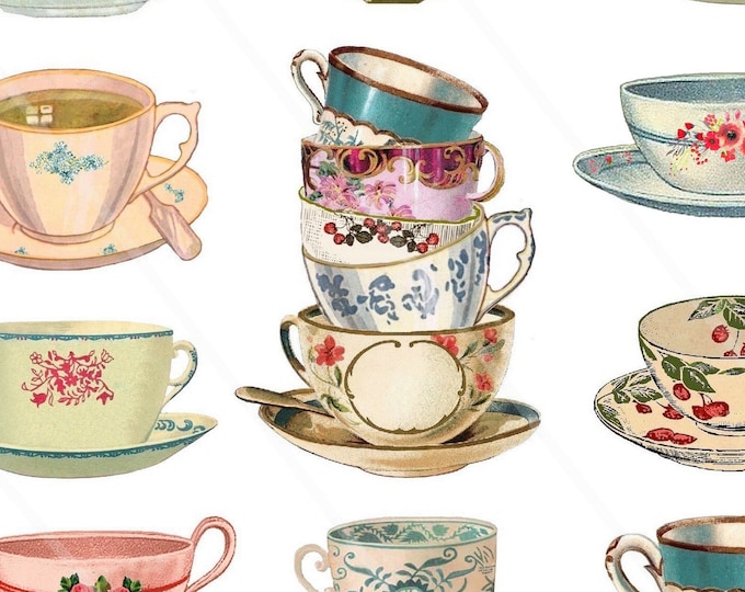 Teacup Clipart Tea Clipart Teacup Floral Vintage Tea Cups Tea Party ...