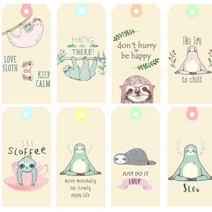 Sloth Tags Printable Gift Tags Hang Tags Journaling Journal | Etsy