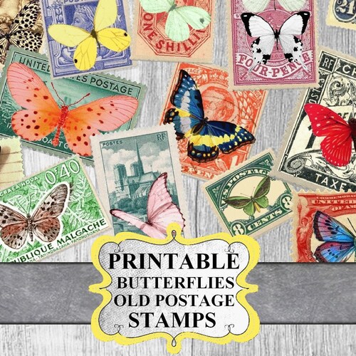 Old Stamps Faux Printable Stamps Junk Journal Ephemera | Etsy