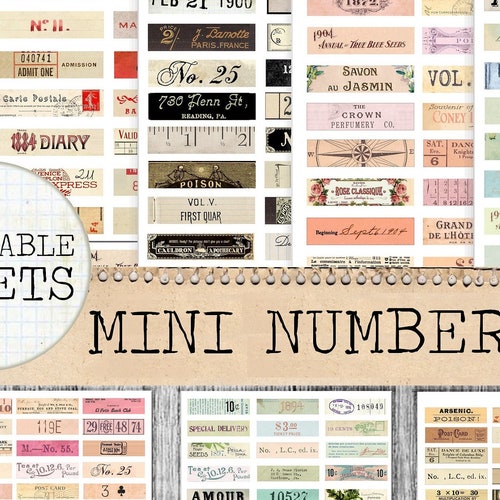 Vintage Numbers Labels Pack Junk Journal Tags Random | Etsy
