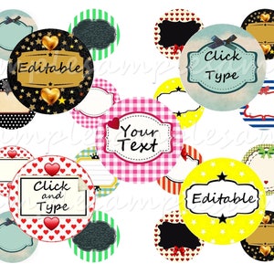 Editable Bottle Cap Collage Sheet 1" Digital Bottle Cap Images Digital ...