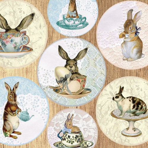 Digital Collage Sheet Peter Rabbit Easter Rabbit Circles One | Etsy
