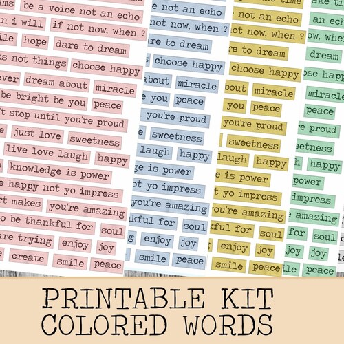Digital Collage Sheet Words Printable Words Inspirational - Etsy