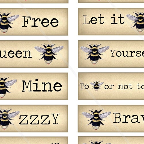 Vintage Bee Tag Kit Digital Junk Journal Ephemera Printable | Etsy