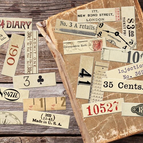 Vintage Number Labels Printable Junk Journal Tags Random - Etsy