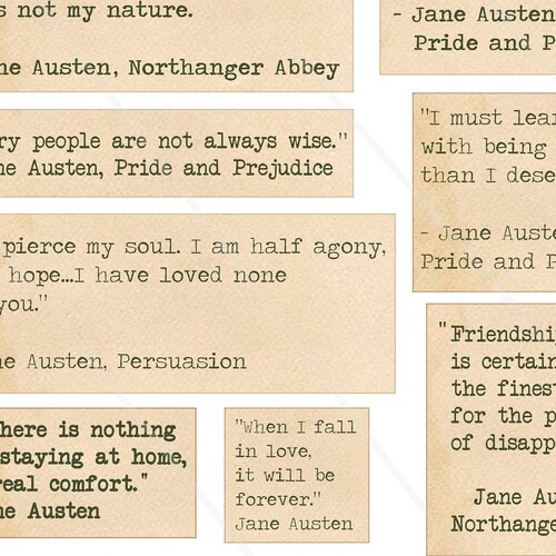 Digital Collage Sheet Jane Austen Words Phrase Poems Quotes - Etsy