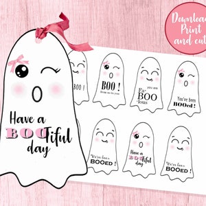 You've Been Booed Tags, Halloween Ghost Printable Pink Halloween Tags ...