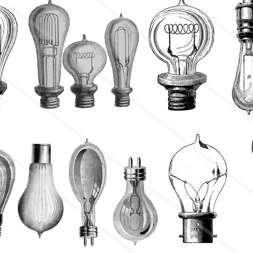 Vintage Light Bulbs Cliparts Digital Collage Sheet Steampunk - Etsy