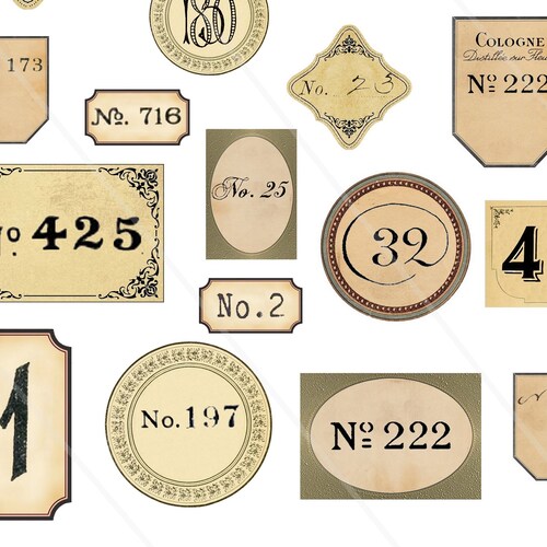 Vintage Number Labels Printable Junk Journal Tags Random - Etsy Australia