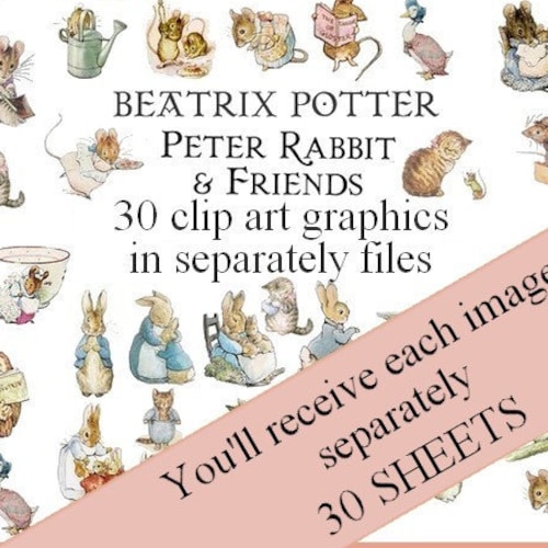 32 Peter Rabbit and Friends Clip Art Transparent PNG Files - Etsy