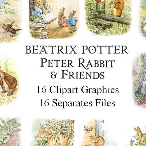 Digital Collage Sheet Peter Rabbit Pink Jacket Beatrix Potter - Etsy
