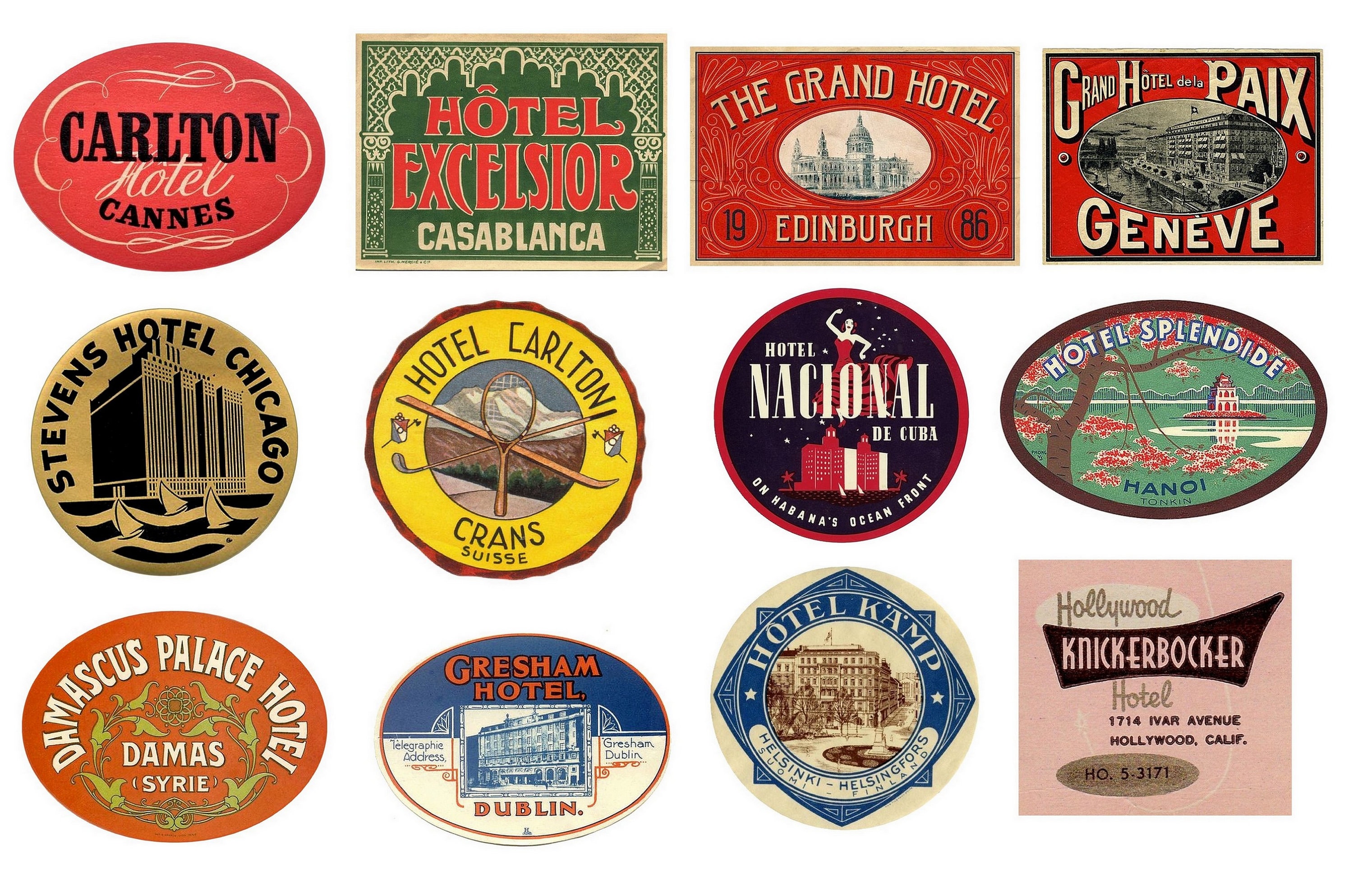Printable Vintage Hotel Luggage Labels Digital Collage Sheet - Etsy UK