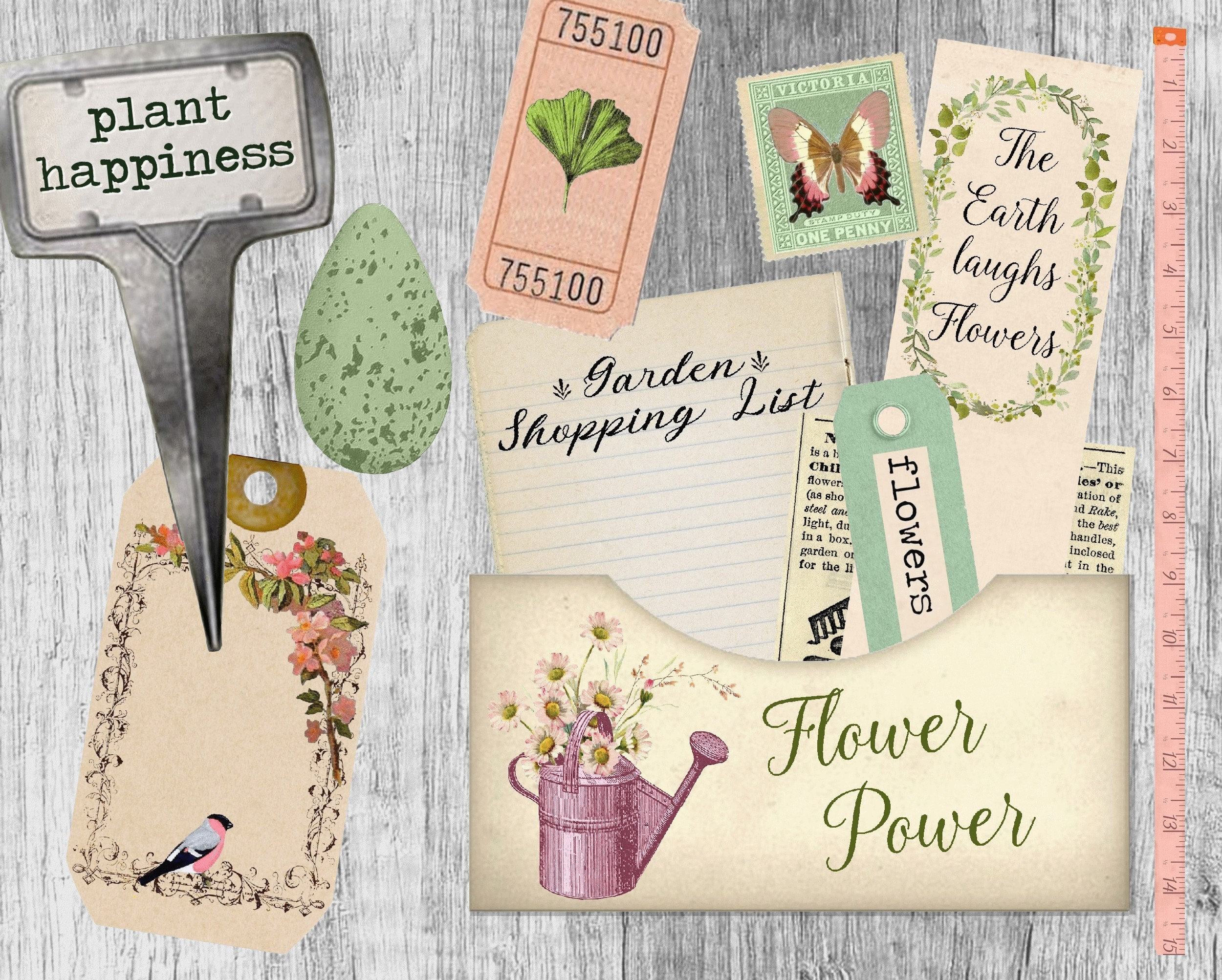 Junk Journal Ephemera Gardening Ephemera Pack Spring Flowers Etsy